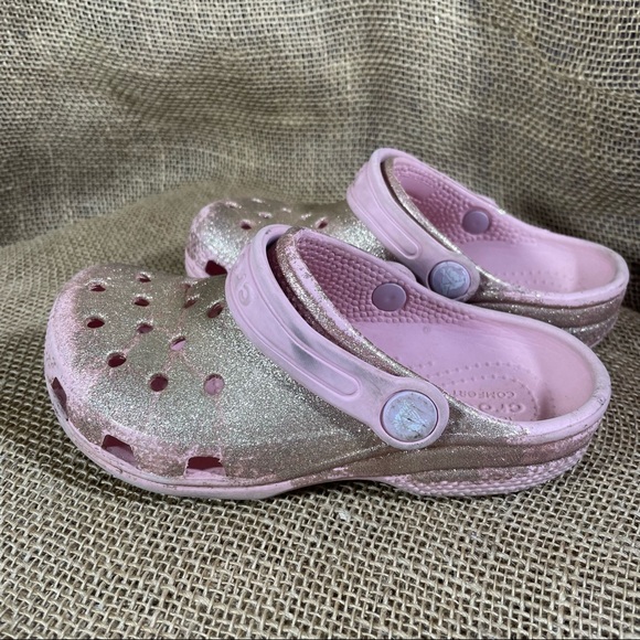 CROCS | Shoes | Crocs Girls Size C 1 Classic Glitter Clog Gold | Poshmark